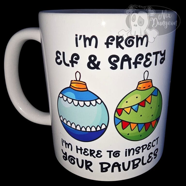 Elf and safety mug | sold by Nix Dungeon | on The Hive NZ