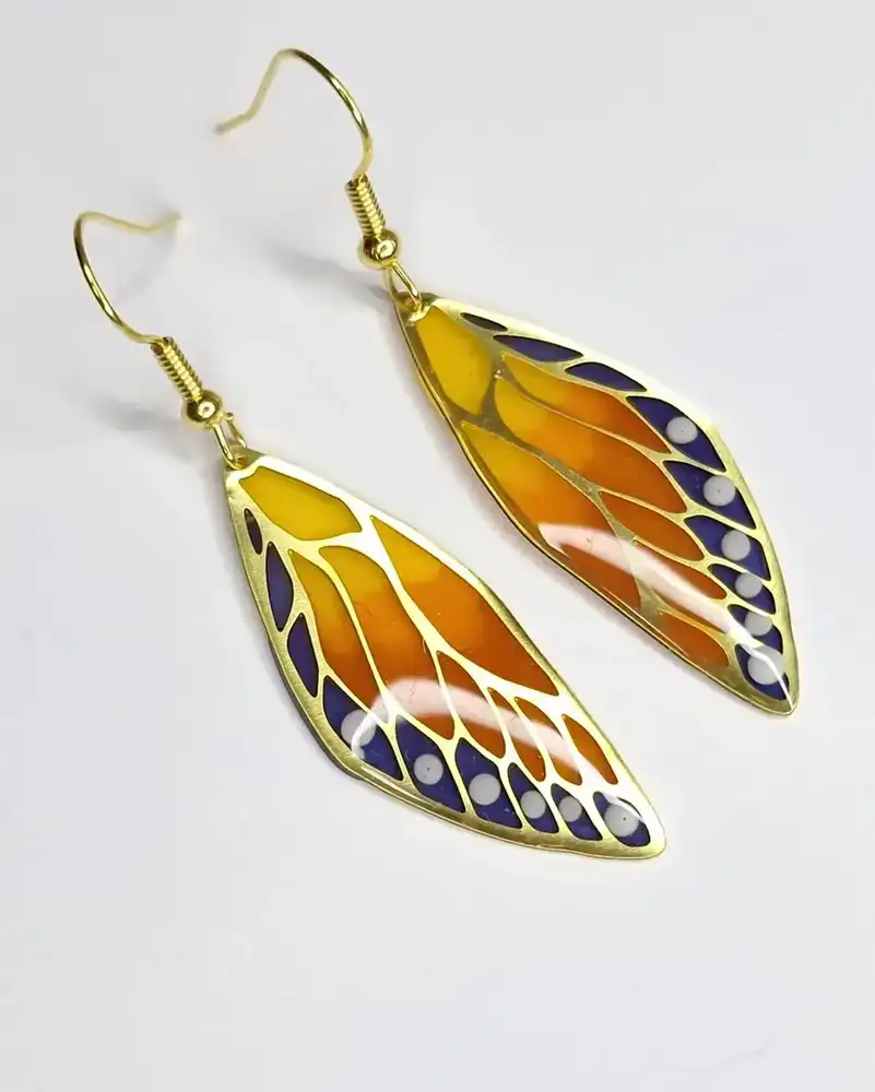 Amber Monarch Butterfly Wing Earrings (Gold) | The Hive NZ | Shop Small ...